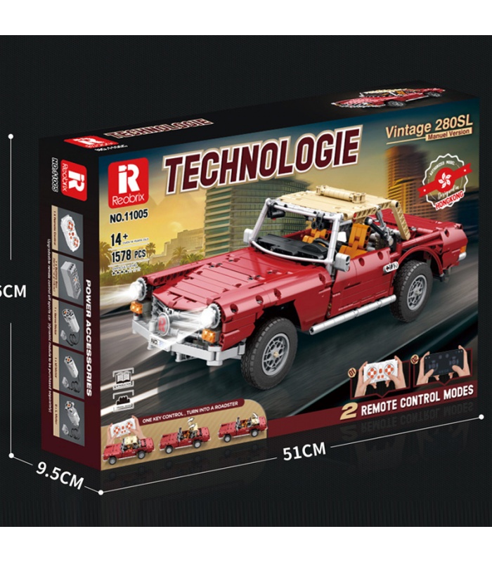 REOBRIX 11005 Mercedes-Benz Vintage 280SL Auto Car Building Blocks Toy Set - BuildingToyStore.com