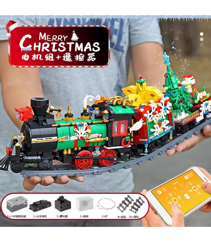 MOULD KING 12012 Christmas Series Steam Electric Train Building Block ...
