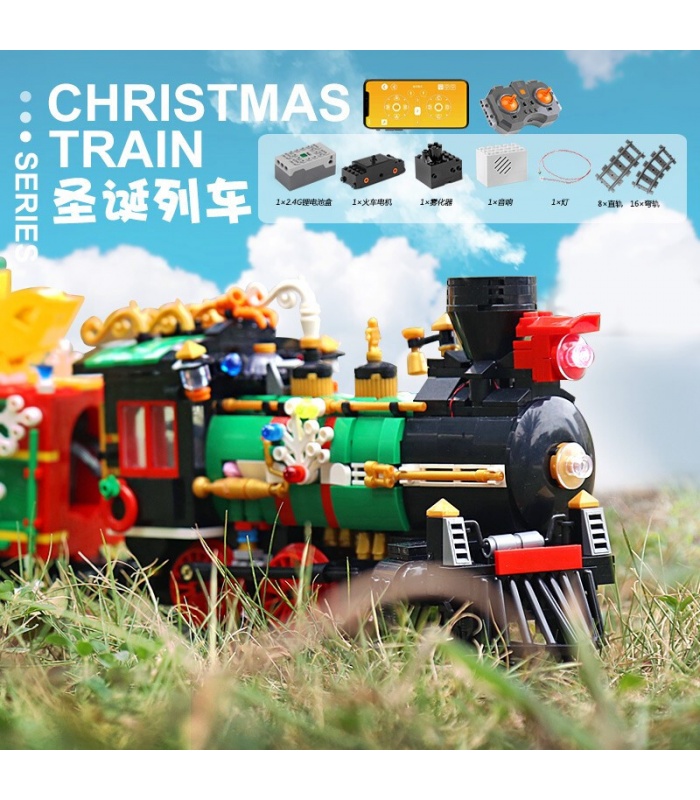 MOULD KING 12012 Christmas Series Steam Electric Train Building Block ...