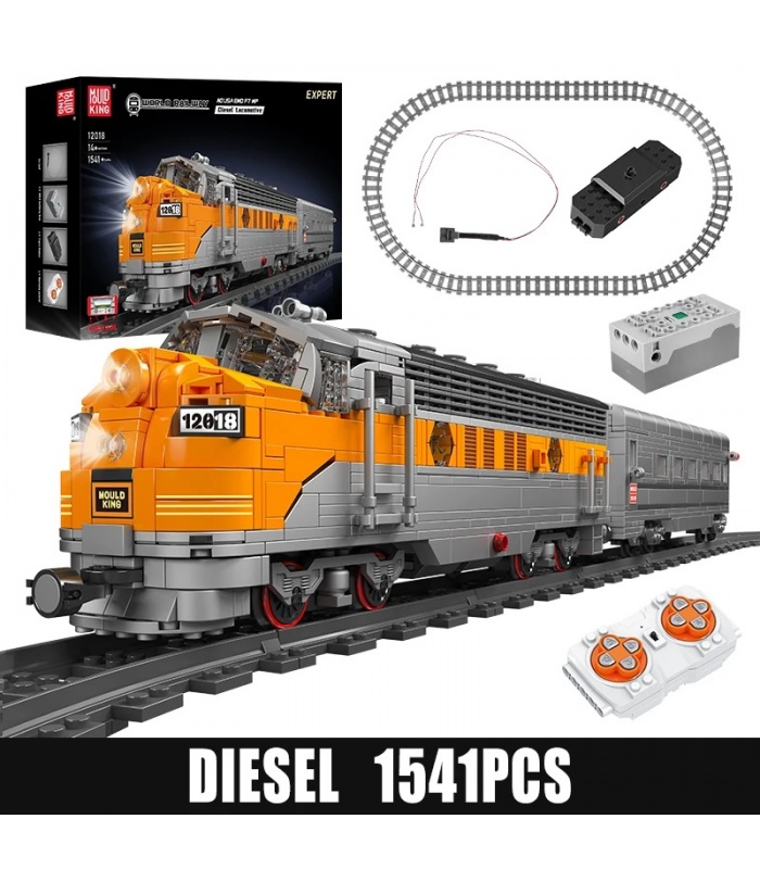 MOULD KING 12018 USA EMD F7 WP Diesel Locomotive Building Blocks Toy ...