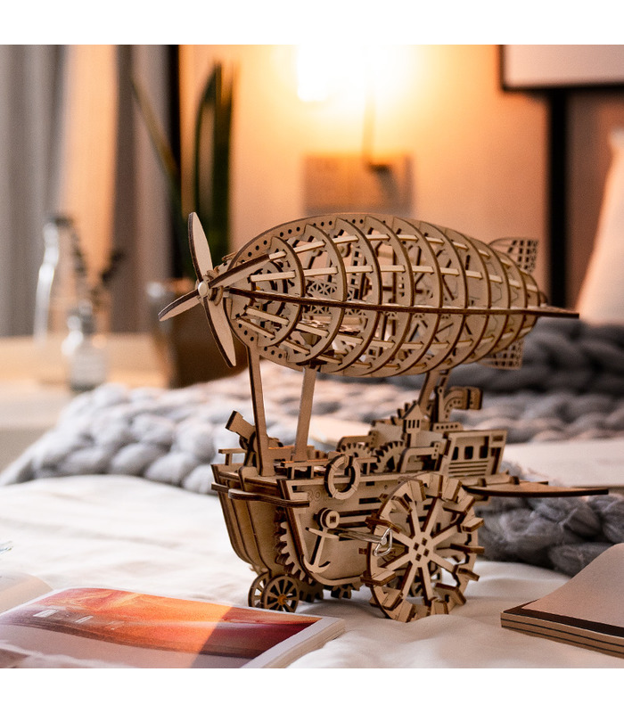 ROKR 3D Puzzle Moveable Airship Wooden Building Toy Kit ...