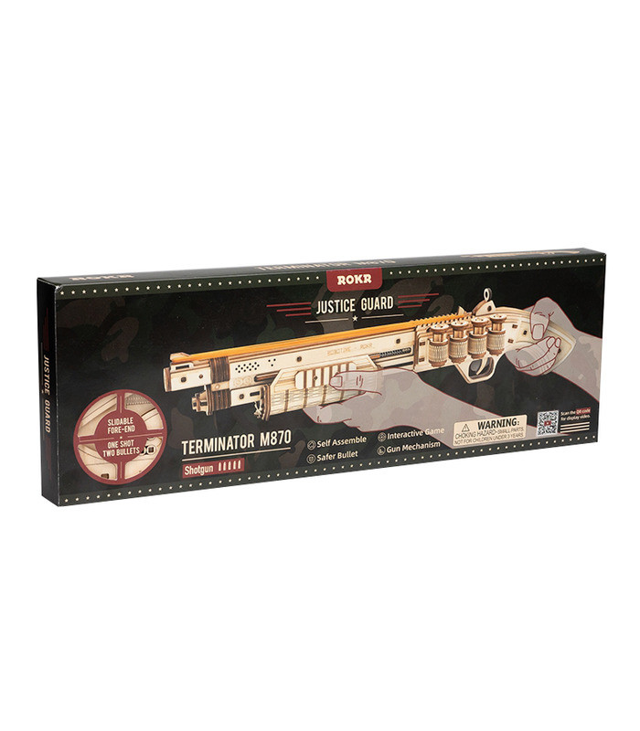 ROKR 3D Puzzle Terminator M870 Wooden Gun Justice Guard Building Toy ...