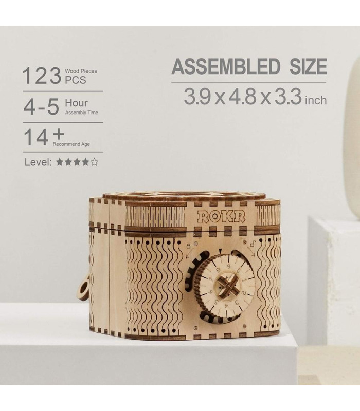 ROKR 3D Puzzle Treasure Box Wooden Building Toy Kit - BuildingToyStore.com